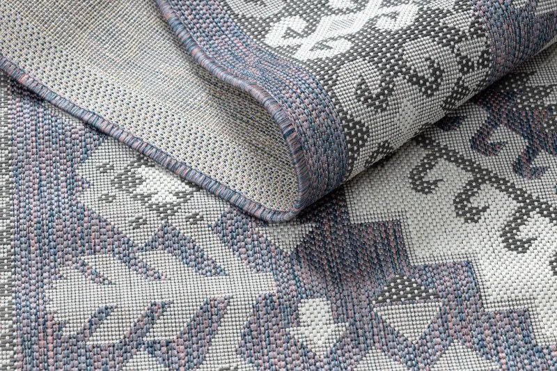 Dywany Łuszczów, Kusový koberec Sion Sisal Aztec 3007 blue/pink/ecru – na ven i na doma, 120x170, modrá, chodba / předsíň