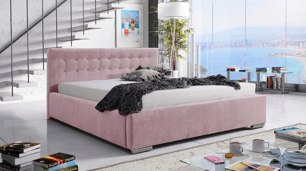 Eka Čalouněná postel Anastasia 180x200 cm Barva látky Trinity: Hnědá (Trinity 2307), Úložný prostor: S kovovým rámem úložného prostoru
