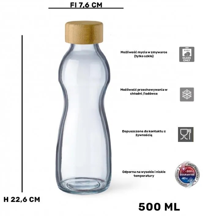 SIMAX PURE SKLENĚNÁ LÁHEV 500ML BAMBUSOVÉ VÍKO