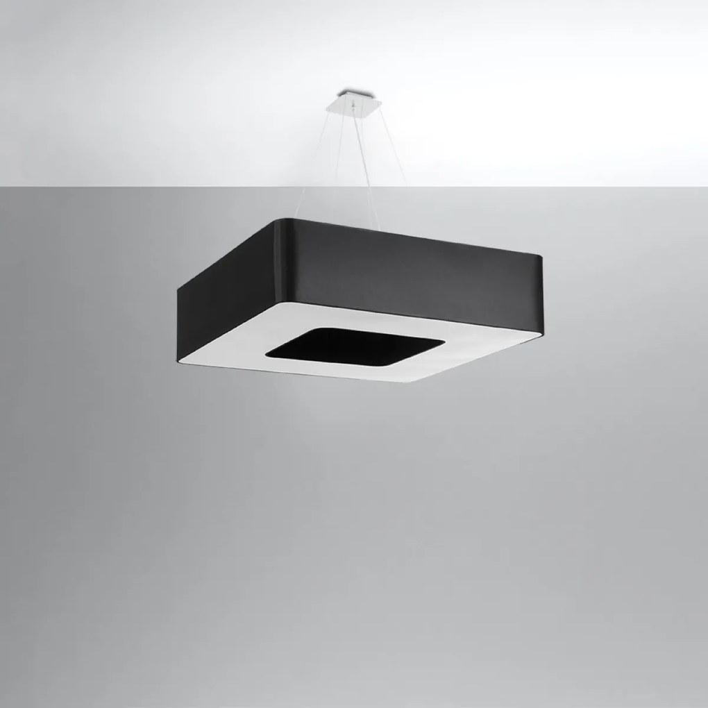 Závěsné svítidlo Urano, 1x černé textilní stínítko, (bílý plast), (80 cm)