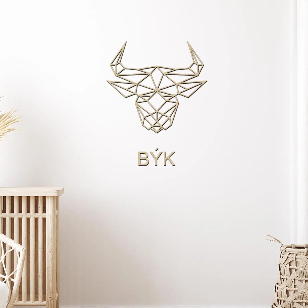 dřevo života Dřevěná samolepka znamení BÝK Zvolte rozměr (cm): 40x37, Zvolte barvu dekoru: Černá