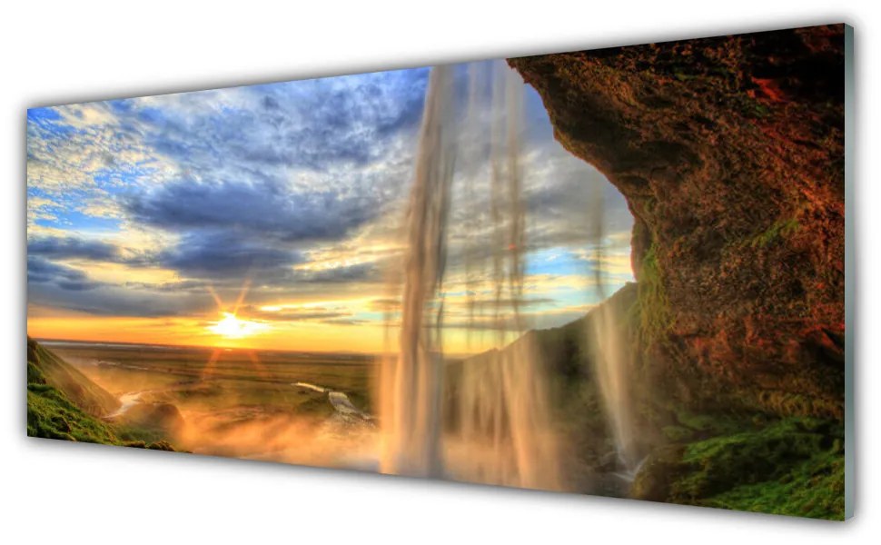 akrylový obraz Vodopád Krajina 125x50 cm