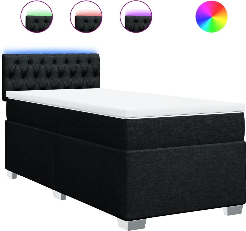 Box spring postel s matrací černá 90x200 cm textil 3288080