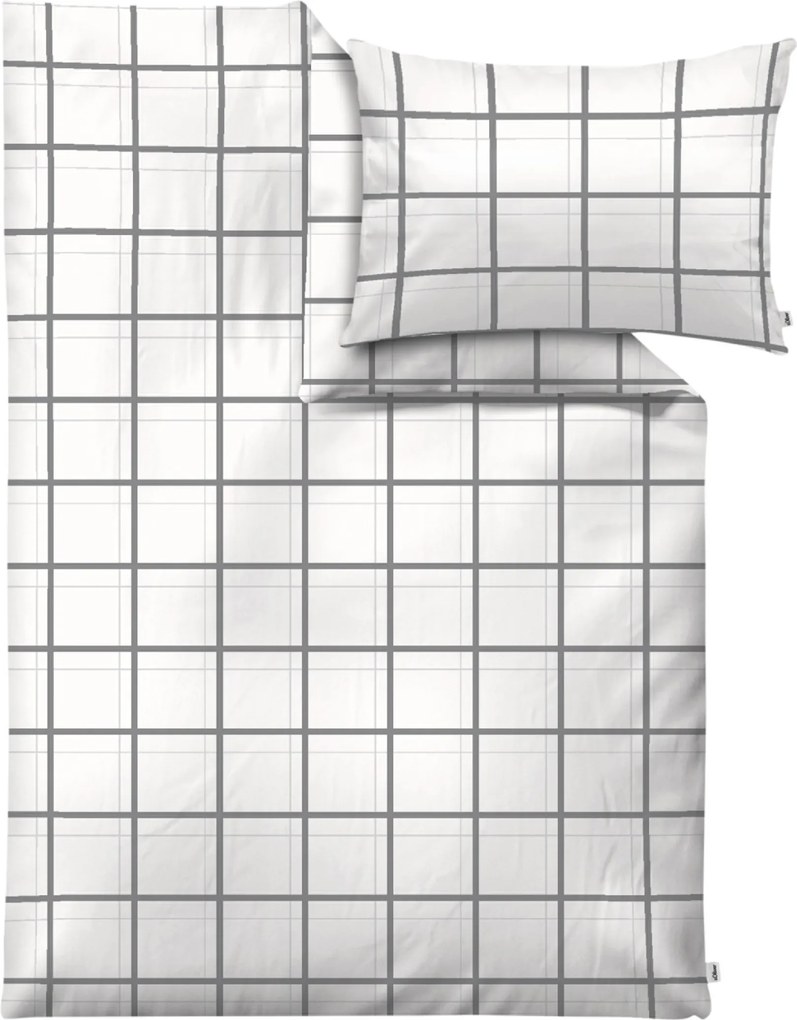s.Oliver Saténové ložní povlečení, 140 x 200 cm, 70 x 90 cm (bílá/šedá)