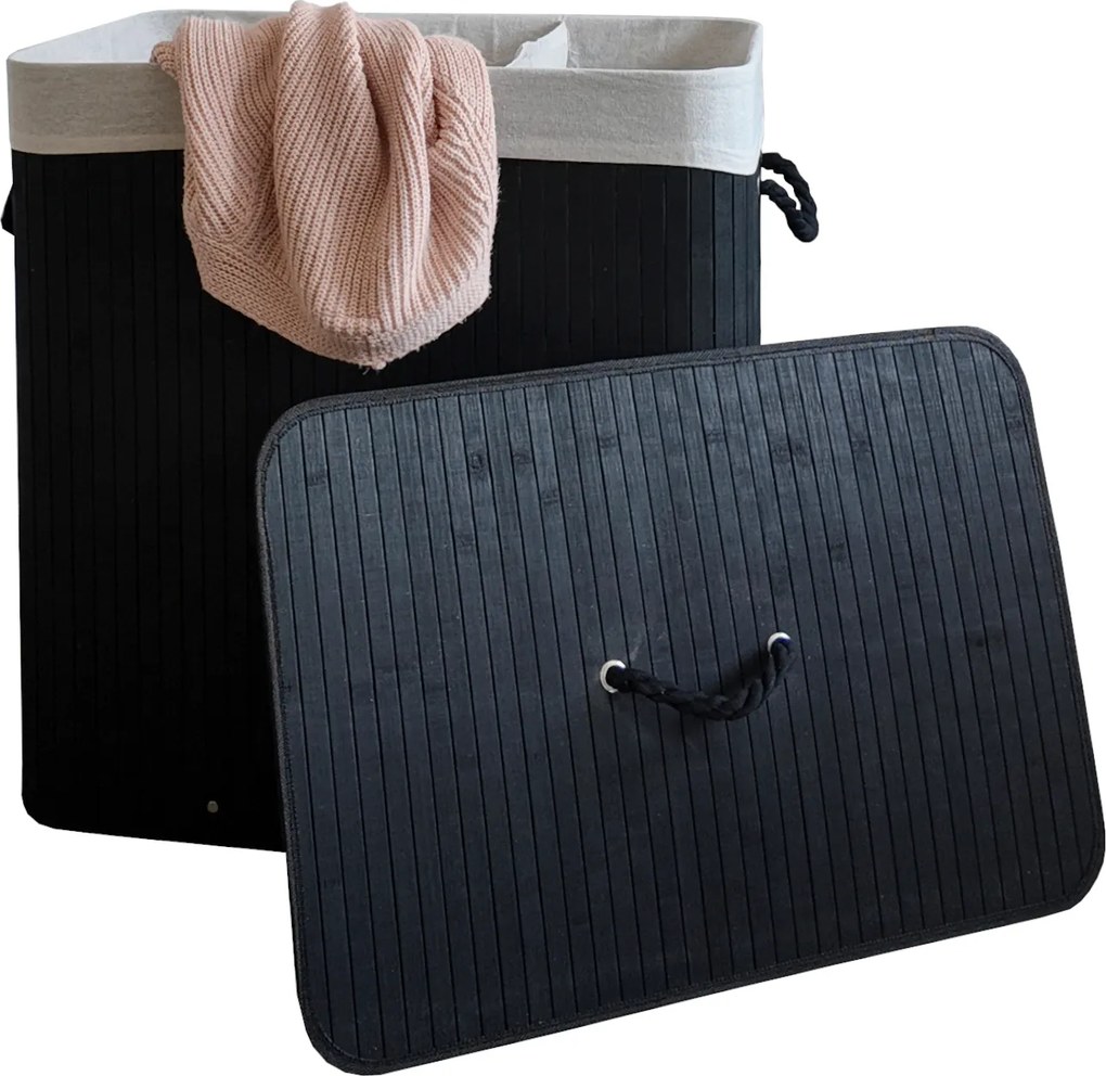 TRENDIE Bambusový koš na prádlo 150l černý + DÁREK