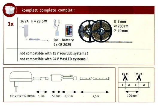Paulmann 78979 - LED RGB/26W Stmívatelný pásek SIMPLED 7,5m 230V + DO