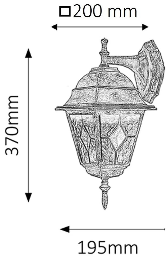 Rabalux Venkovní nástěnná lampa Monaco max. 60W | E27 |  IP43 - antická zlatá, 8181