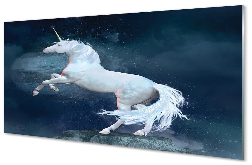 Obraz na skle Unicorn planet sky 125x50 cm