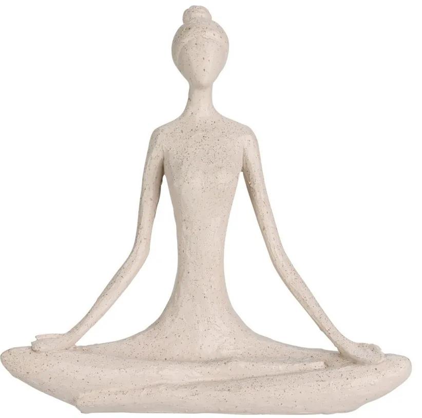 Dekorace Yoga Lady krémová, 18,5 x 19 x 5 cm, polystone