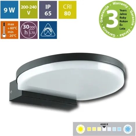 LED svítidlo McLED Framus W, 9W, 4000K, IP65, černá ML-513.033.19.0