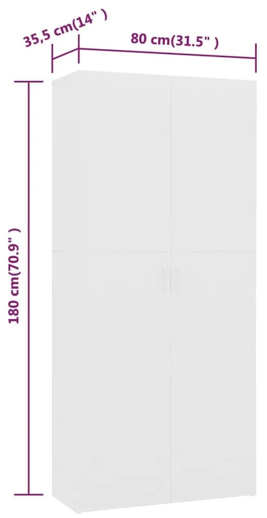 Botník bílý 80 x 35,5 x 180 cm dřevotříska - Default Title