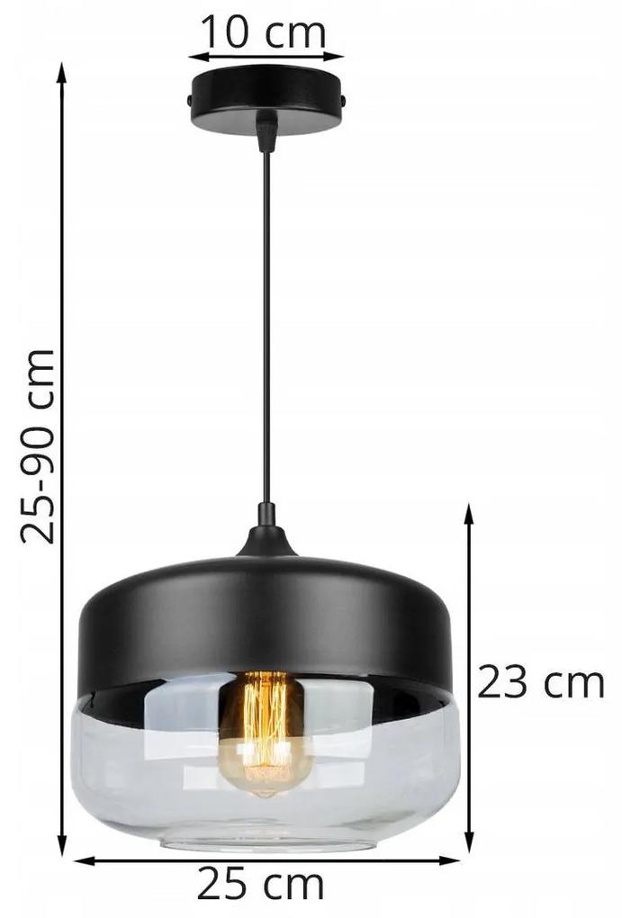 Závěsné svítidlo Oslo 3, 1x černé/transparentní skleněné stínítko