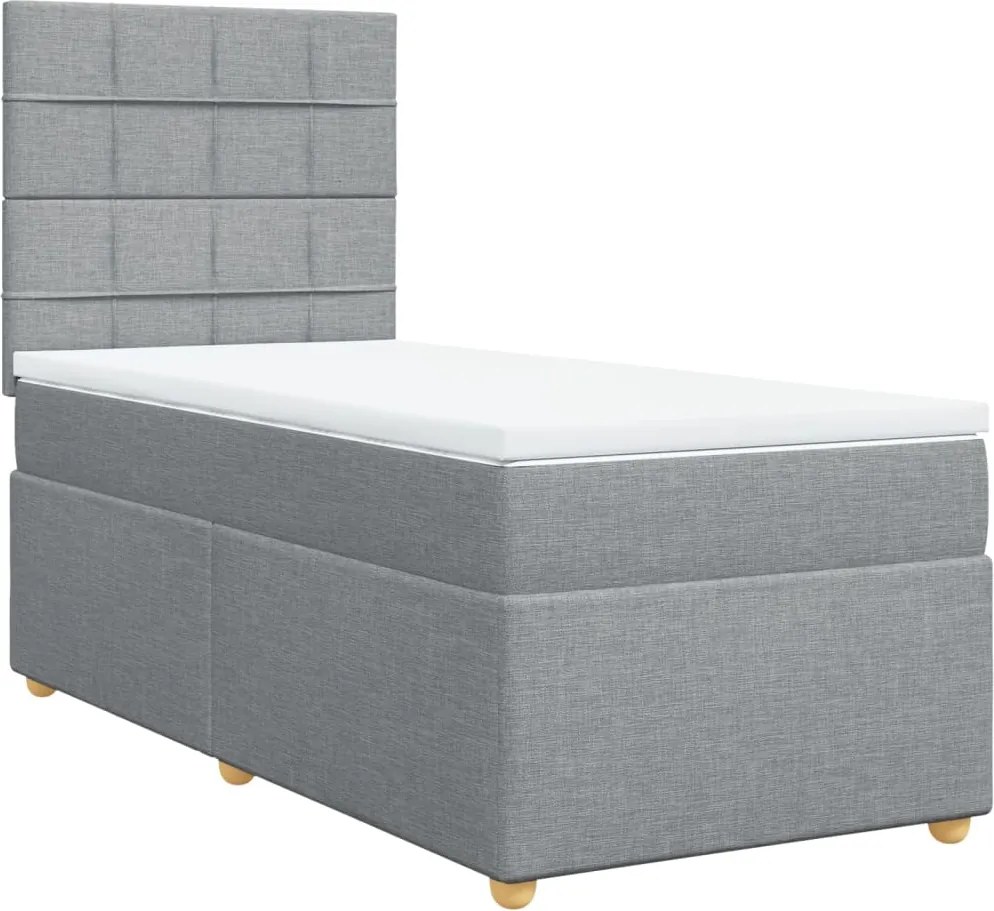 Box spring postel s matrací světle šedá 80 x 200 cm textil 3293407