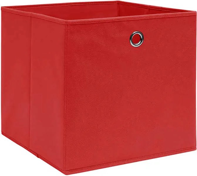 Úložné boxy 4 ks netkaná textilie 28 x 28 x 28 cm červené 325219