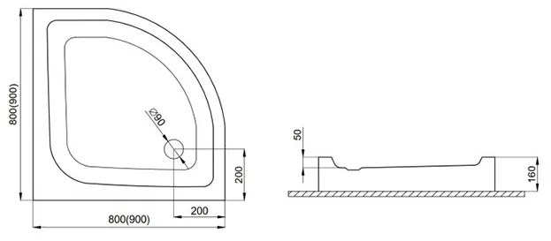 Polimat Kompaktní čtvrtkruhová akrylátová sprchová vanička Pako 1 80x80 (90x90) Barva: Bílá, Rozměry (cm): 90x90