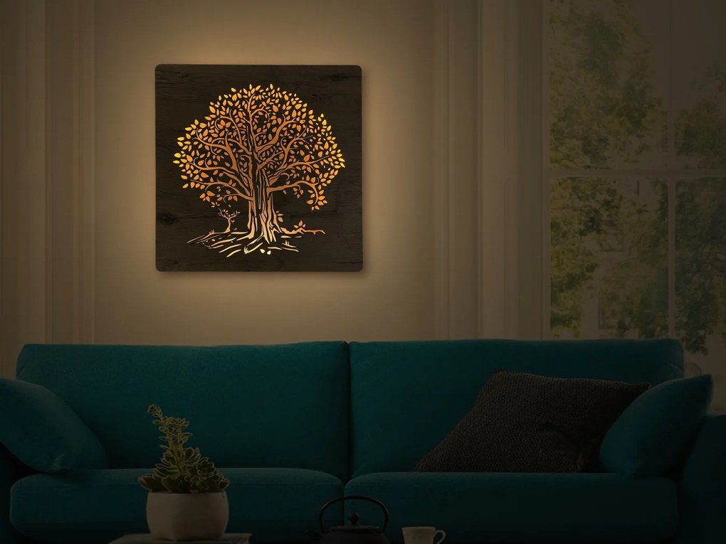 Li-Go "Lípa" světelný obraz 230V 62x62cm provedení povrchu: dub světlý