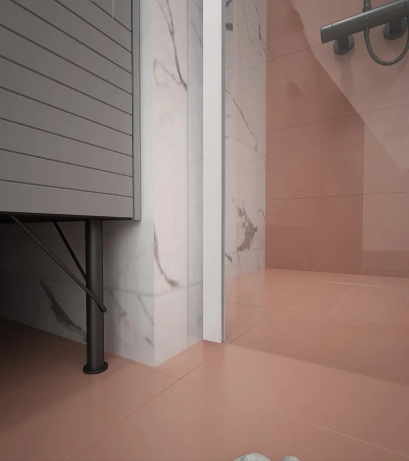 Erga Paris, sprchová zástěna Walk-In 90x200 cm, 8mm čiré sklo, bílý matný profil, ERG-V02-PARIS-090x200-CL-WH