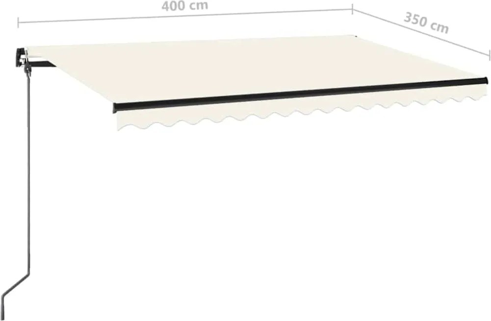 Ručně zatahovací markýza s LED světlem 400 x 350 cm krémová 3069182
