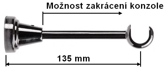 GARNÝŽE-HEBR Garnýž Cylinder onyx jednoduchá 180 cm
