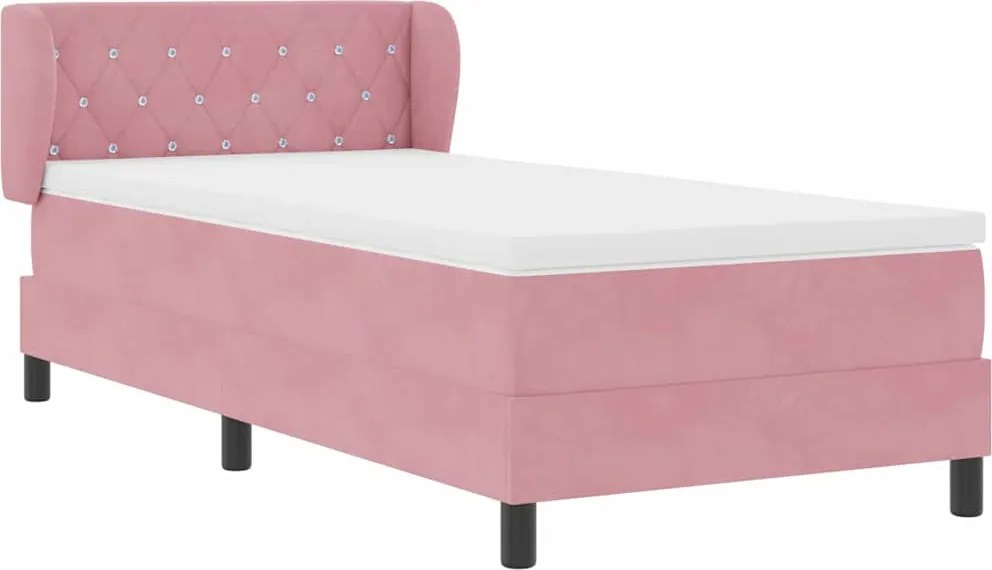 Postel s boxspringem s čelo Růžová 100 x 200 cm samet 3340327