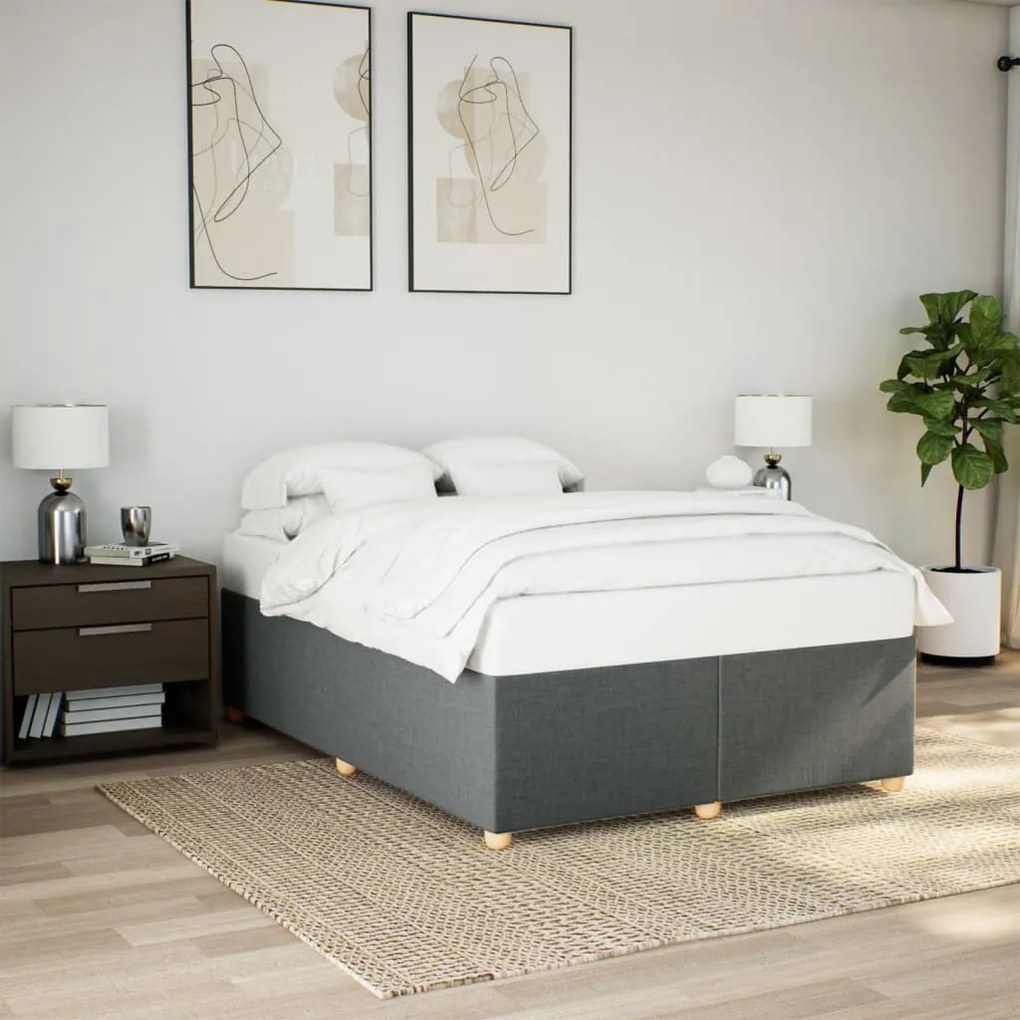 Rám postele bez matrace tmavě šedý 140 x 190 cm textil 3284730