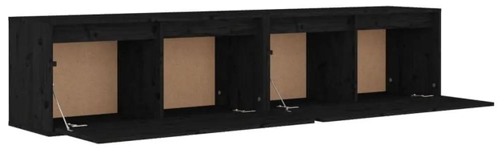 Petromila Nástěnné skříňky 2 ks černé 80x30x35 cm masivní borové dřevo