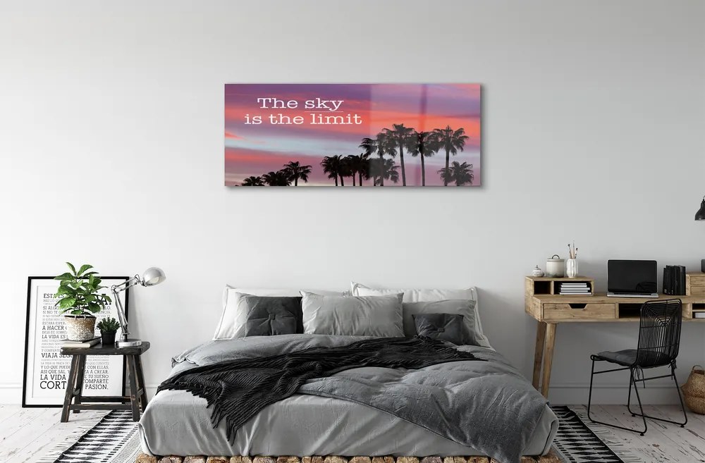 akrylový obraz Palm západu slunce 120x60 cm