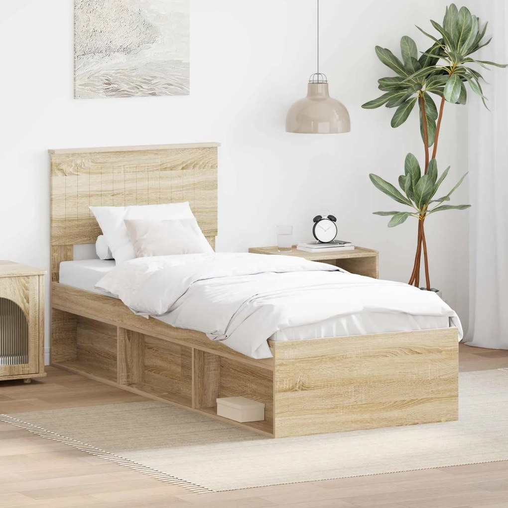 Rám postele s čelo Sonoma dub 75 x 190 cm Masivní borové dřevo 3410665