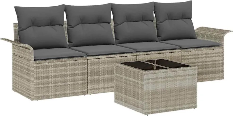 Set pohovek 5 ks Světle šedá polyratan 3345232
