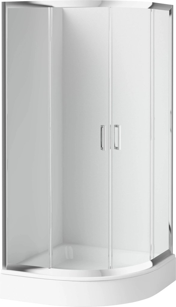Deante Funkia, čtvrtkruhový sprchový kout s posuvnými dveřmi 80x80 cm, výška 185cm, 5mm čiré sklo, chromový profil, KYP_052K
