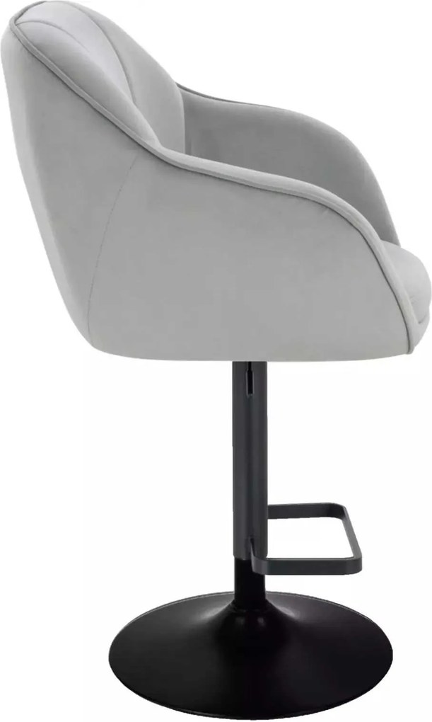 LuxuryForm DESIGN Barová židle AVOLA VELUR na černé kulaté podstavě - světle šedá