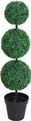 Outsunny Umělý buxus s 3 koulemi Ø 30 x 112H cm Zelený