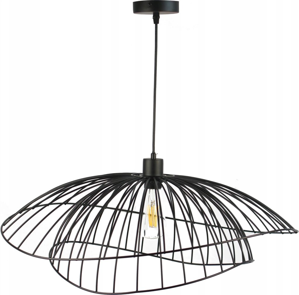 Závěsná Stropní Lampa Drátěný Klobouk Černá Loftová, Nastavitelná, 150 CM