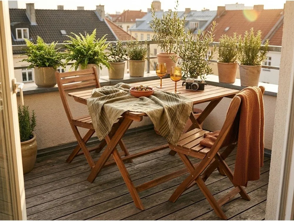 Zahradní stůl z akáciového dřeva Bonami Essentials Natur, 114 x 88 cm