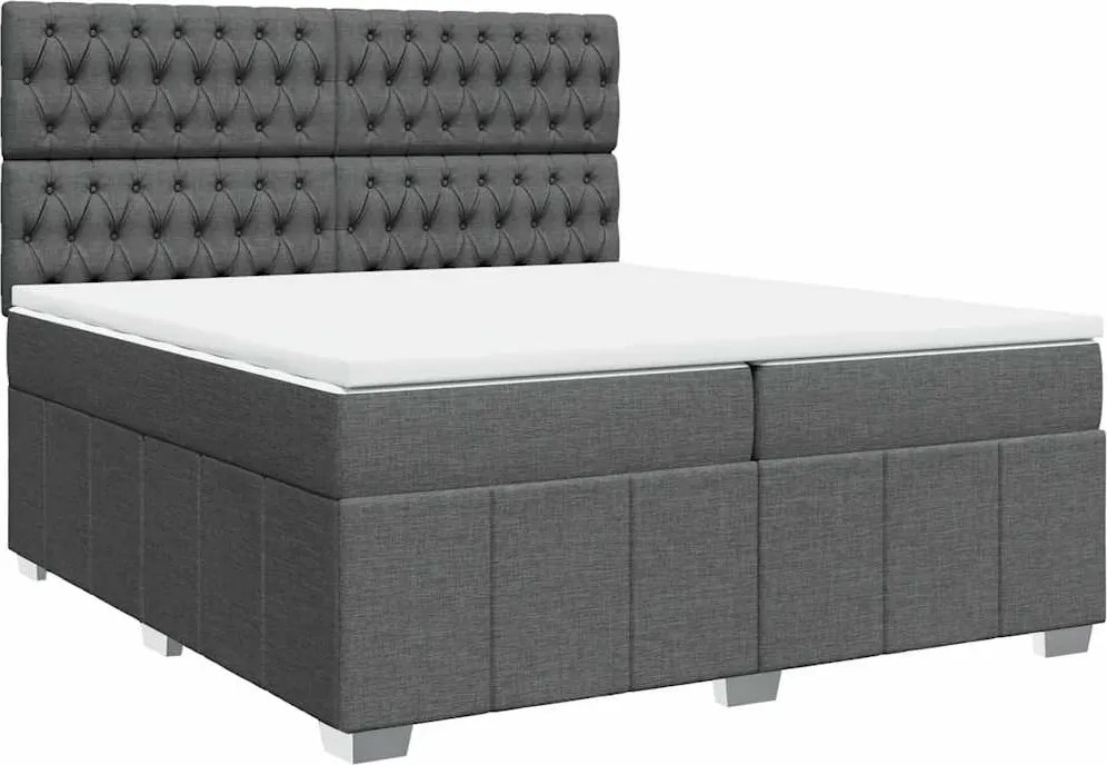 Box spring postel s matrací tmavě šedá 200x200 cm textil 3294083