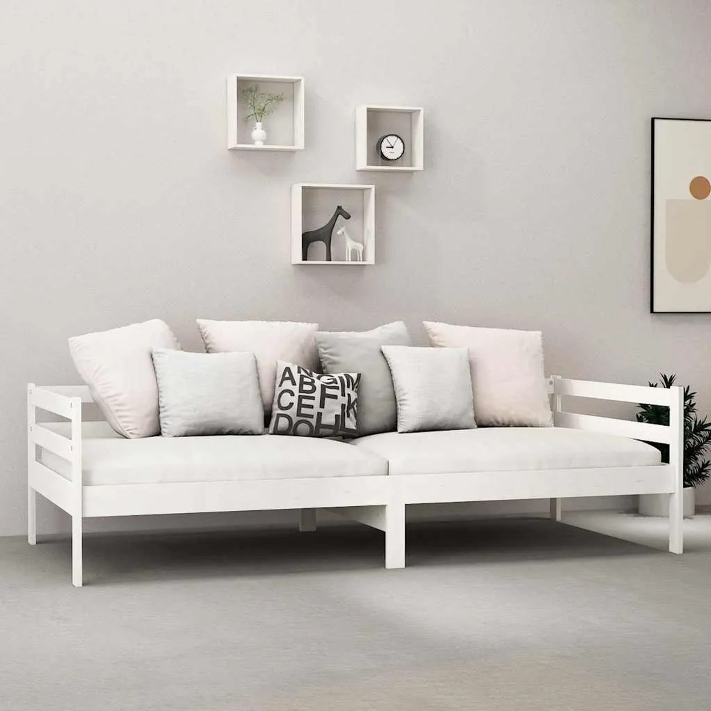 Denní postel s matrací 90 x 200 cm bílá masivní borové dřevo 3083570