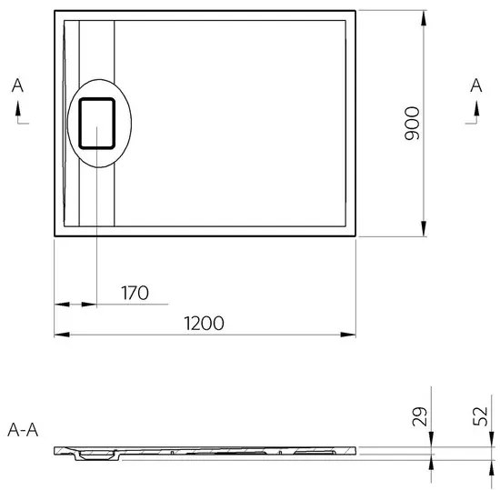 Sapho Acora Obdélníková vanička z litého mramoru 120 x 90 cm, šedá dekor kámen AC025