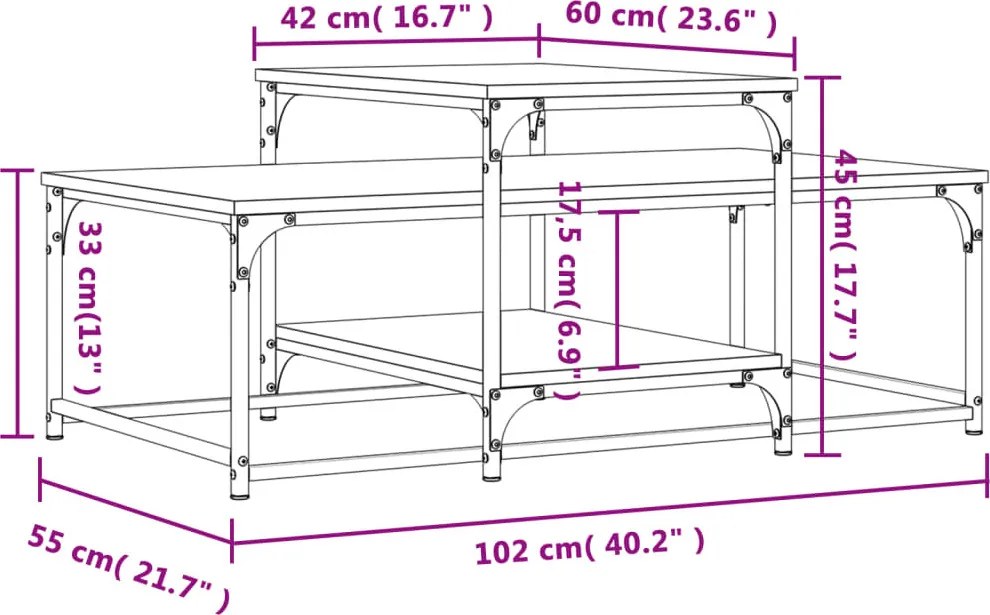 vidaXL Konferenční stolek 102 x 60 x 45 cm kompozitní dřevo [835315] Barva: kouřový dub