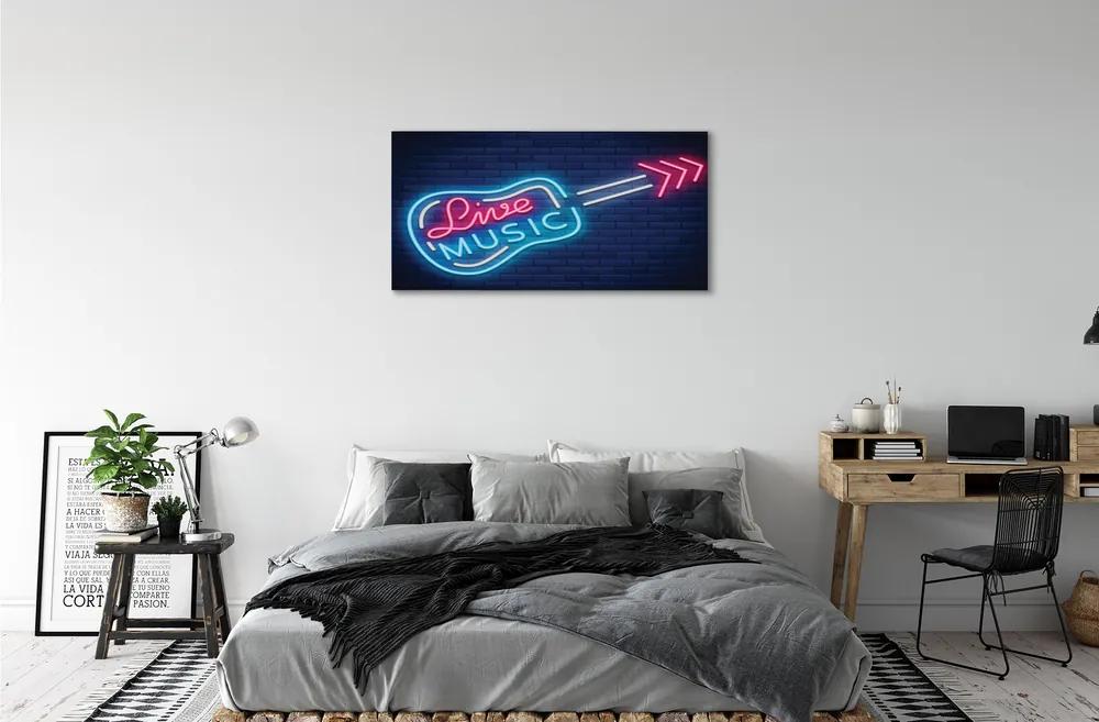 Obrazy na plátně Kytara neonový nápis 120x60 cm