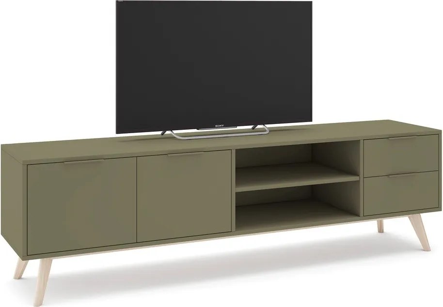 Zelený matný TV stolek 180x53x40 cm Campus – Marckeric