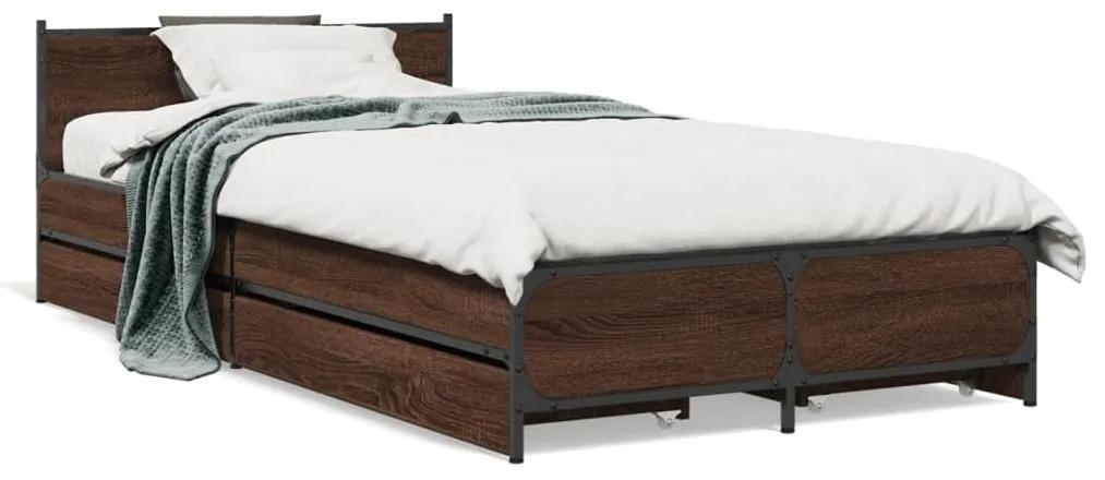 Rám postele se zásuvkami hnědý dub 90 x 190 cm kompozitní dřevo,  3279961
