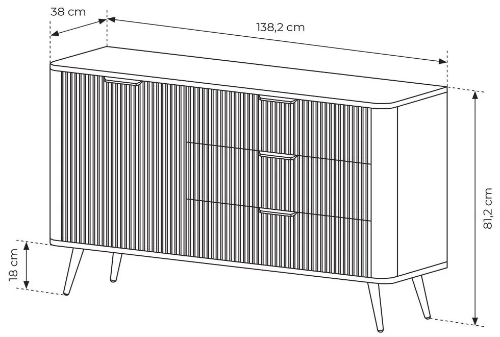 LANTE b | komoda D 138 d3s | 138,2 cm | béžová/zlatá