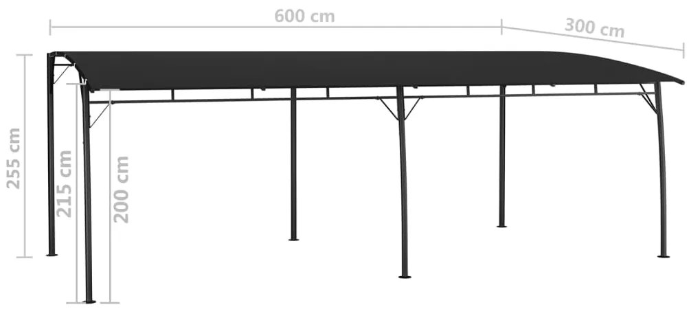 vidaXL Marketos Zahradní markýza proti slunci 6 x 3 x 2,55 m antracitová