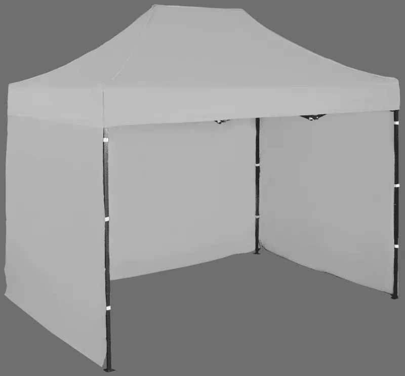 Nůžkový stan 3x2m ocelový, 3 boční plachty, Šedá / antracitová