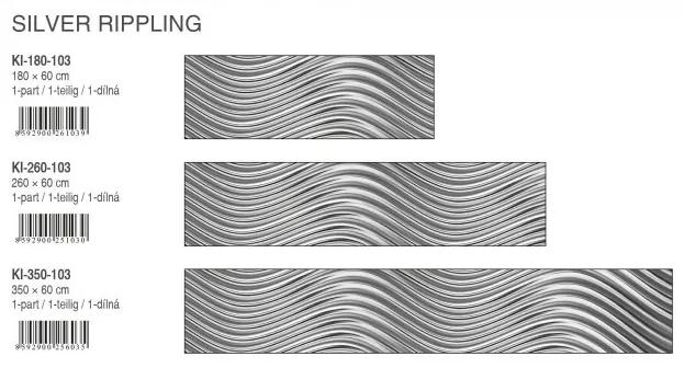 DIMEX | Fototapeta do kuchyně Stříbrné vlny KI-350-103 | 350 x 60 cm | metalická, šedá