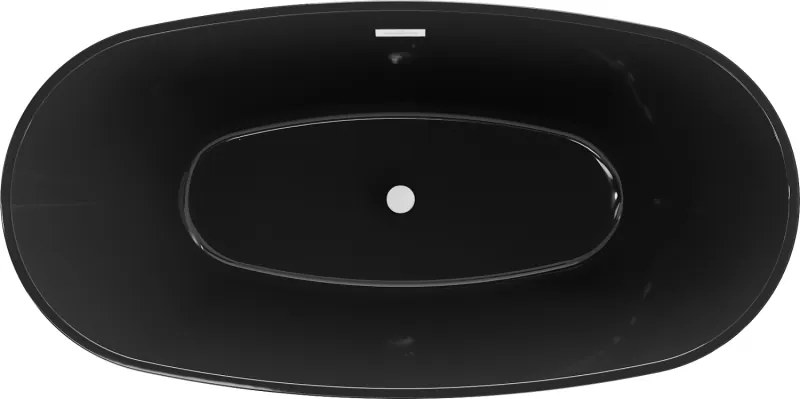 Mexen Eris, volně stojící vana 170 x 80 cm, černá, bílý přepad, 53441708070-20