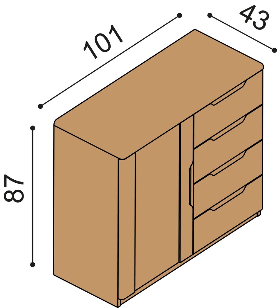 Komoda JELÍNEK FLABO 2DZ4 Materiál: Dub, Moření: Alder