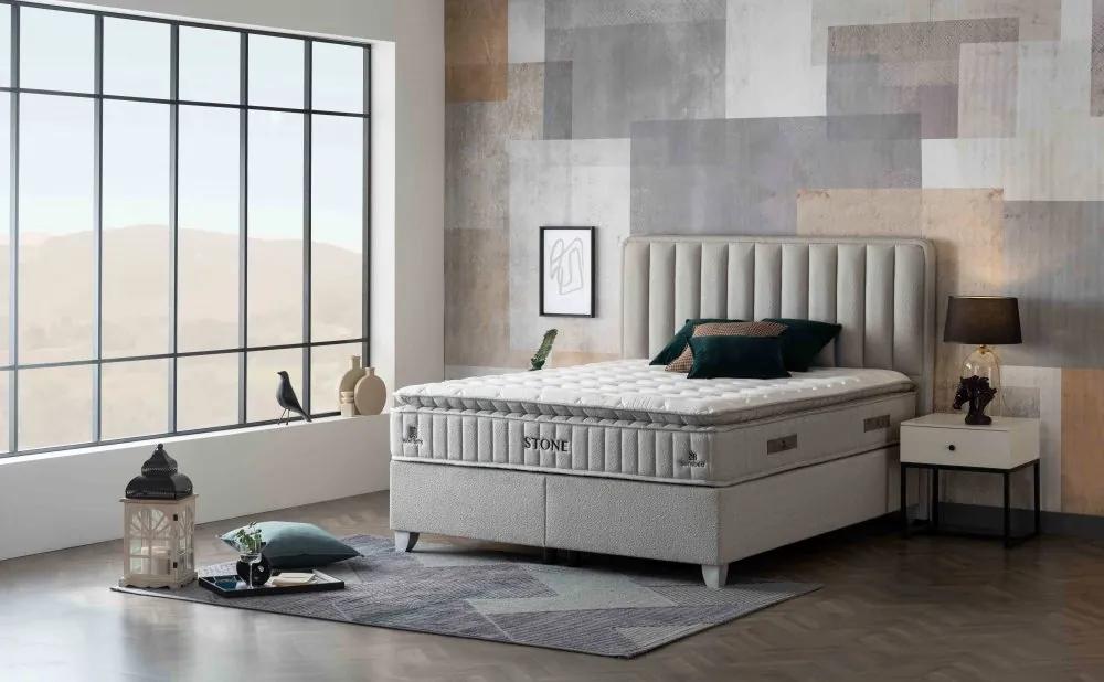 Čalouněná postel STONE NEW s matrací - béžová 100 × 200 cm