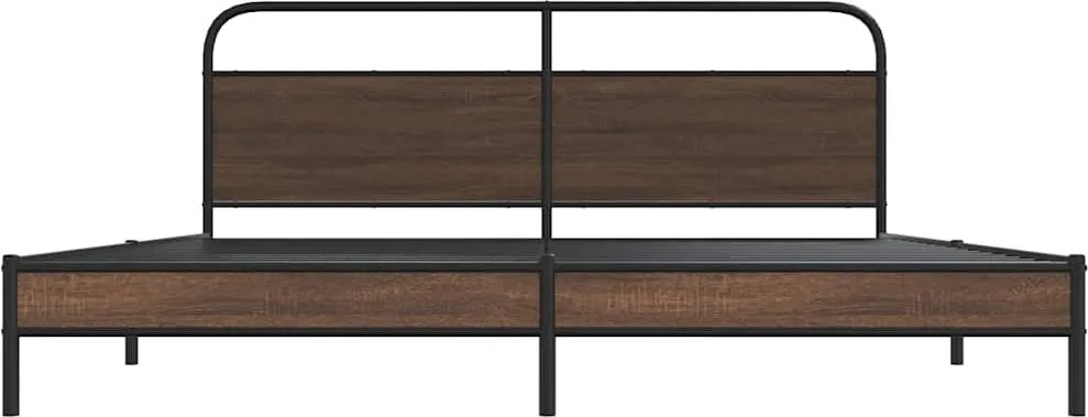 Kovový rám postele bez matrace hnědý dub 193 x 203 cm 3318701