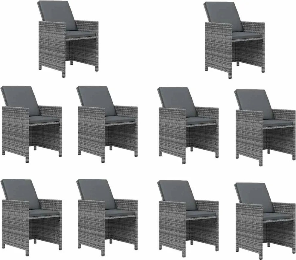 15dílný zahradní jídelní set s poduškami polyratan šedý 3095592